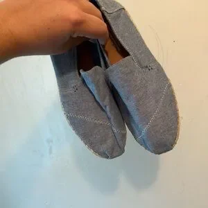 Toms | Shoes | Toms Womens 7 Light Blue Slip On Flares Shoes With Woven ...